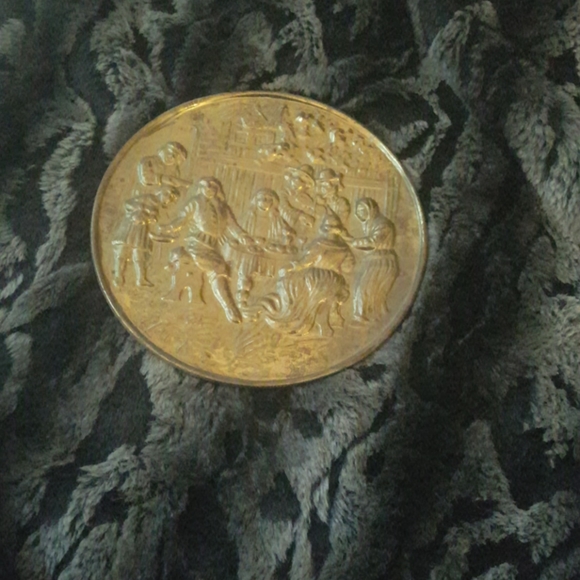 Accents | Vintage Old English Embossed Brass Plate | Poshmark